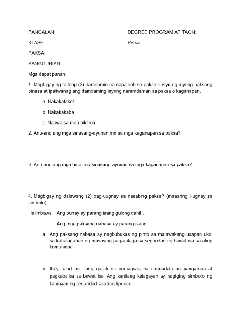 Pamantayan NG Pagsagot NG Takdang Tungkol Sa Pagbabalita | PDF