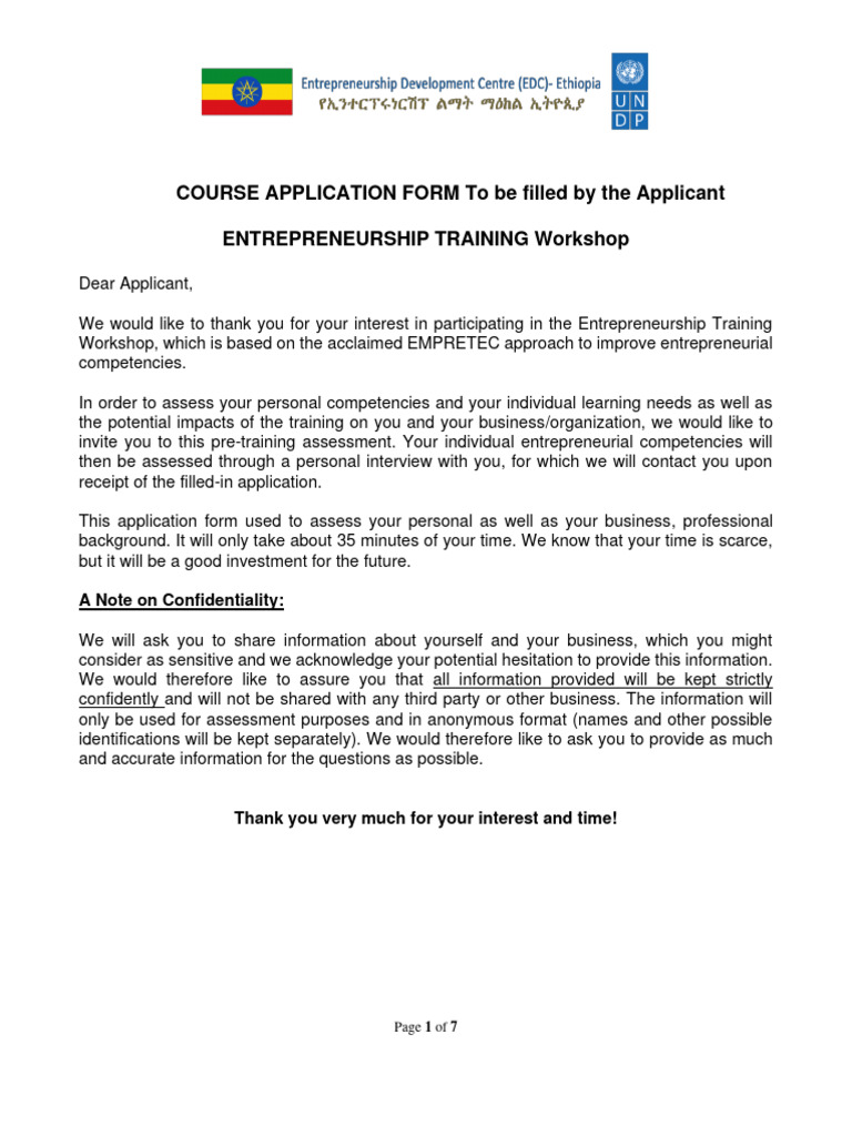 ETW Application Form AMU | PDF | Entrepreneurship | Cognition