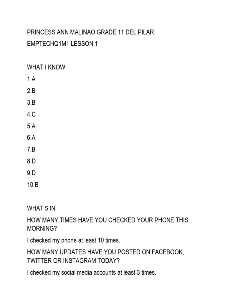 Princess Ann Malinao Emptechq1m1l1 | PDF | Microblogging | Computing