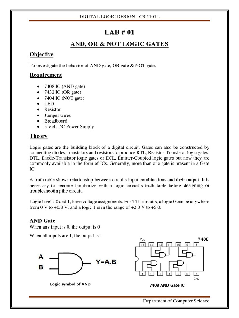 Lab_1-DLD | PDF | Logic Gate | Electricity