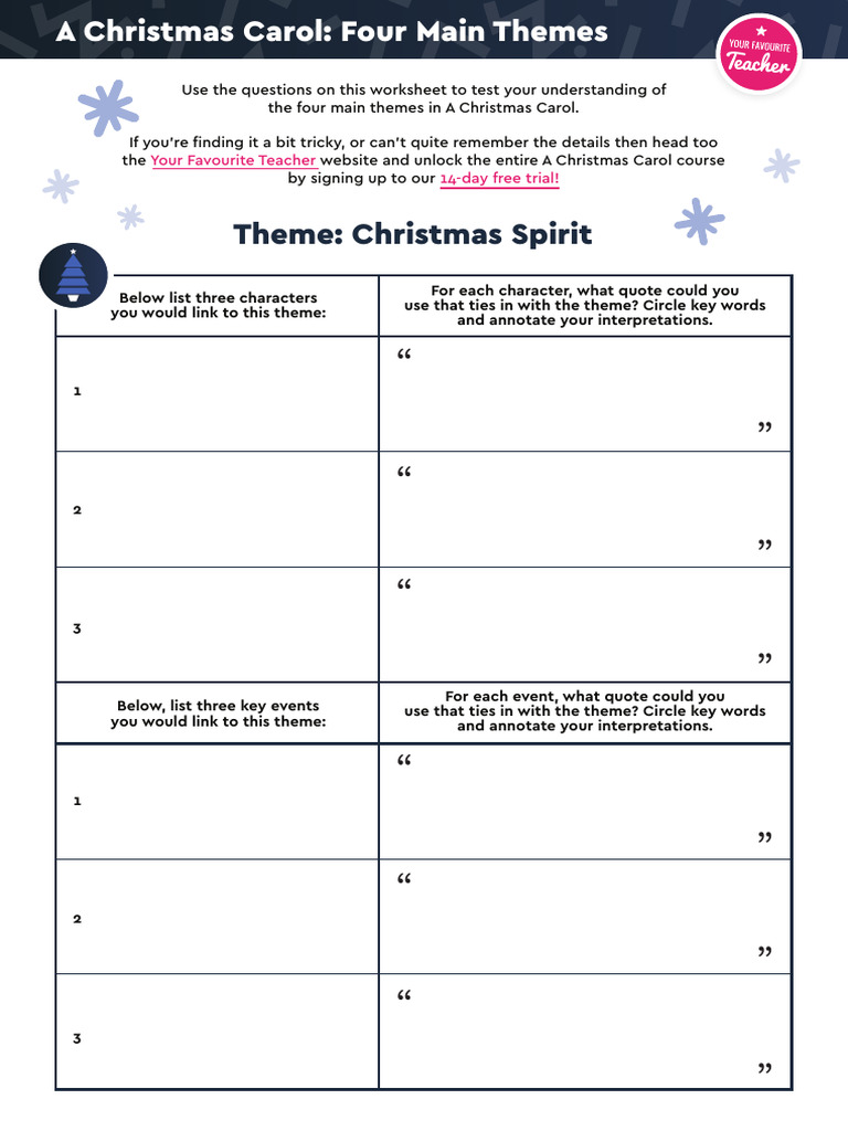 A Christmas Carol: Key Themes Worksheet | PDF | A Christmas Carol ...