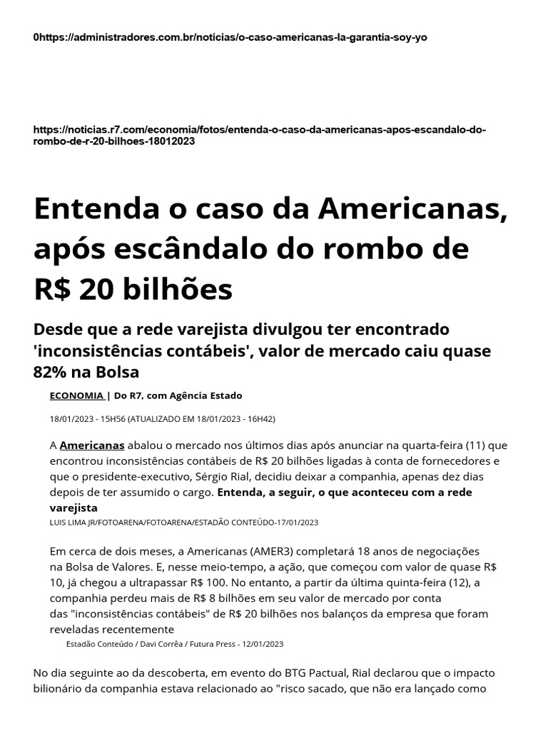 2024 - Entenda o Caso Da Americanas | PDF | Dinheiro | Setor privado