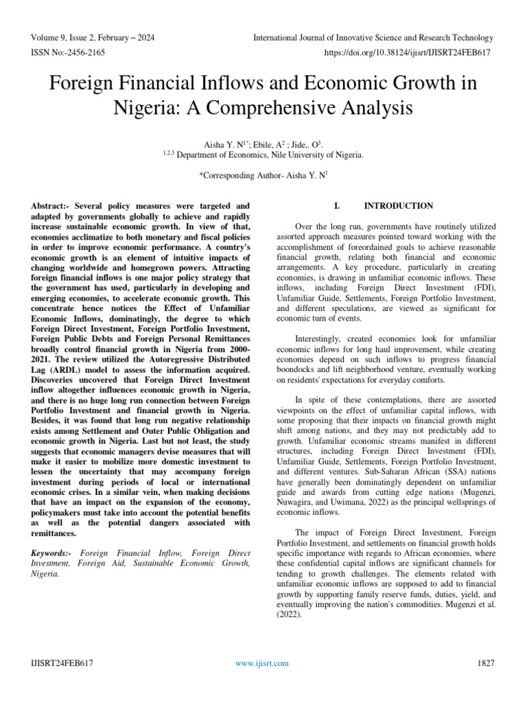 Foreign Financial Inflows Impact on Nigeria | PDF | Foreign Direct ...