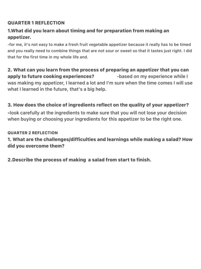 Quarter 1 Reflection 2 | PDF