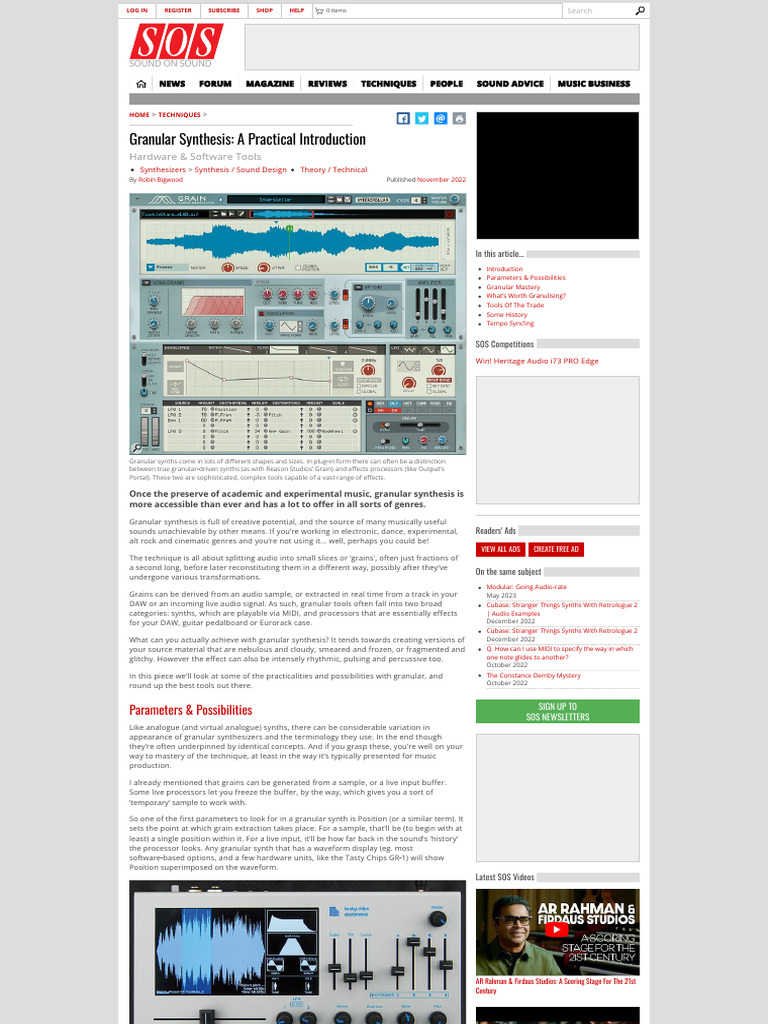 Granular Synthesis A Practical Introduction Pdf Synthesizer Sound