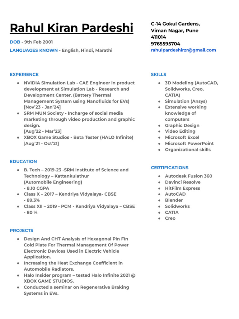 Resume Rahul Pardeshi | PDF