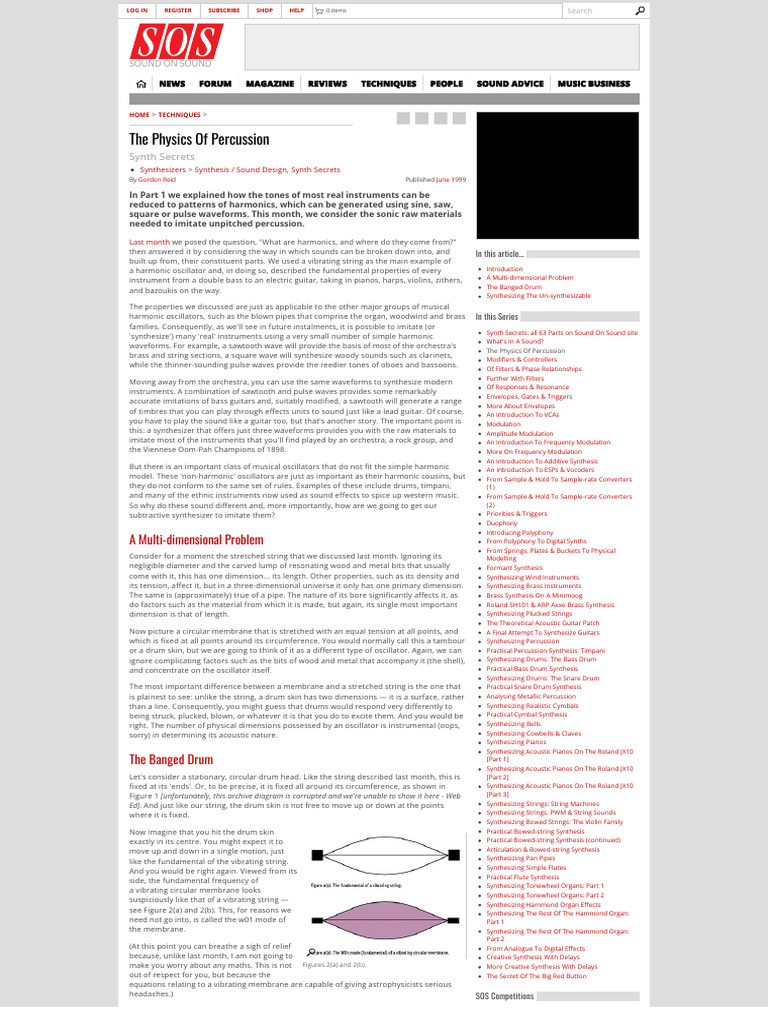 The Physics of Percussion | PDF | Synthesizer | Harmonic