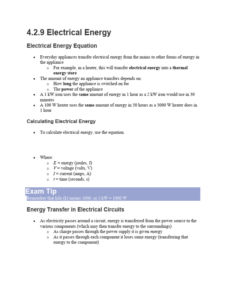 4.2.9 Electrical Energy | PDF