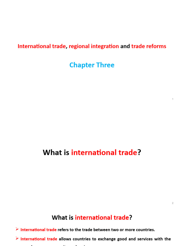 CH 3 International Trade, Regional Integration and Trade Reforms | PDF ...