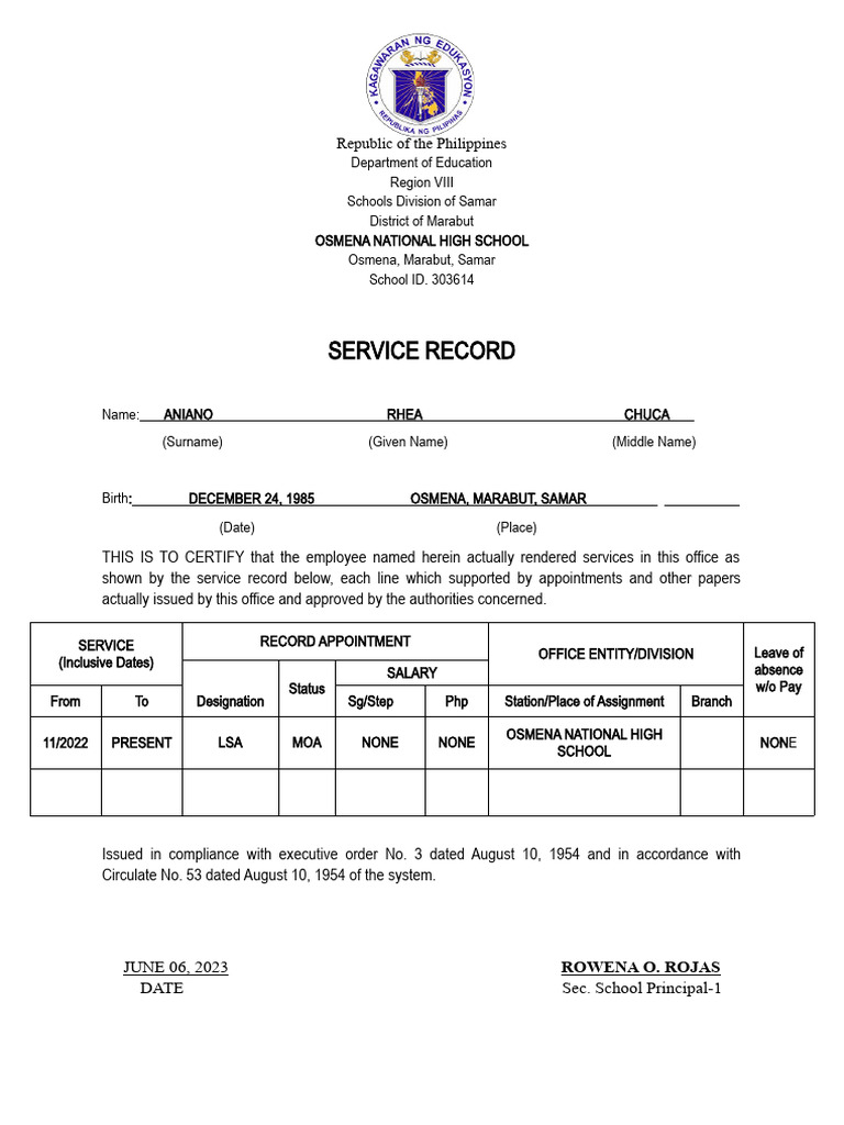 SERVICE-RECORD | PDF