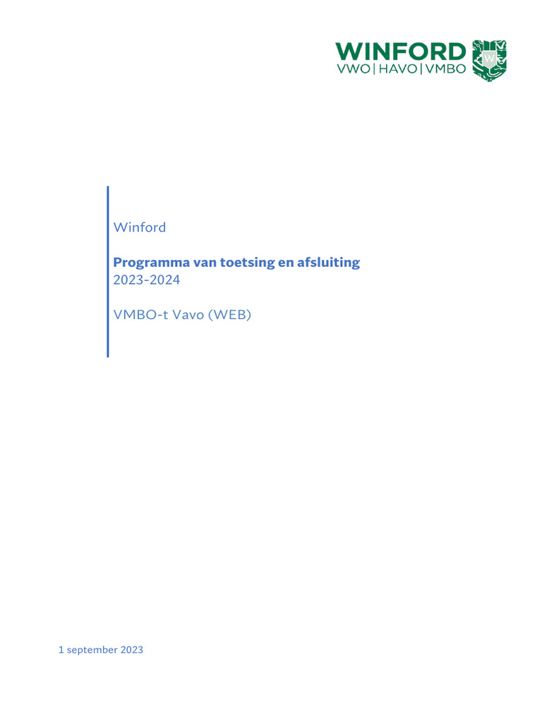 PTA Winford VMBO-t 2023-2024 Vavo | PDF