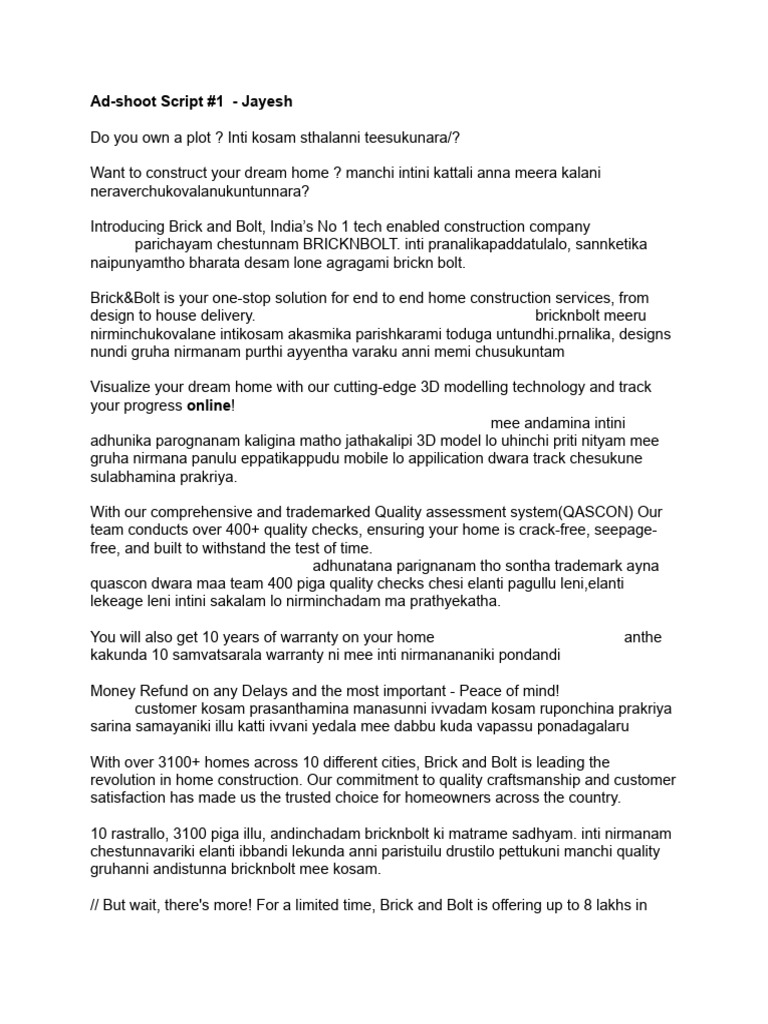 Finalised Script | PDF