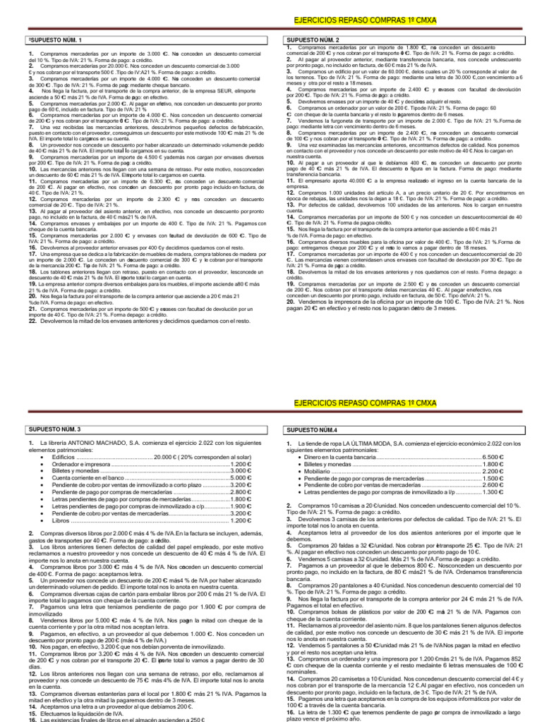 Ejercicios Repaso Compras | PDF