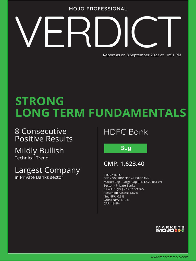HDFC Bank Stock Analysis: Buy Recommendation | PDF | Market Trend ...