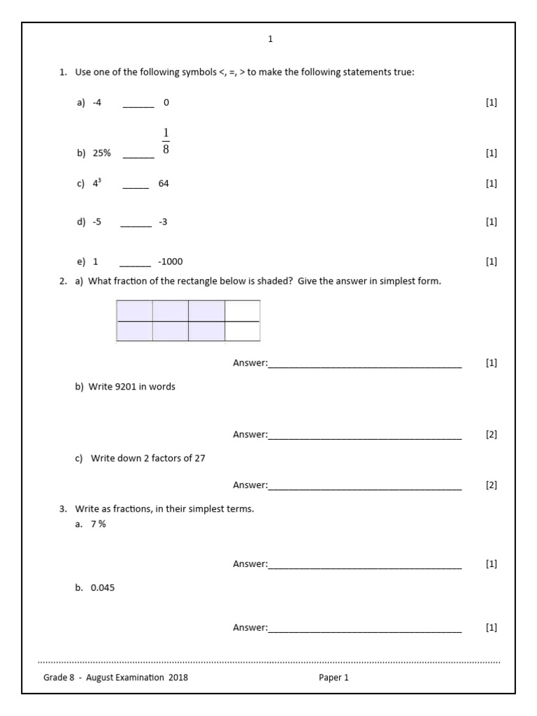 Grade 8 Ministry Exam 2018 Paper 1 | PDF | Teaching Methods & Materials ...