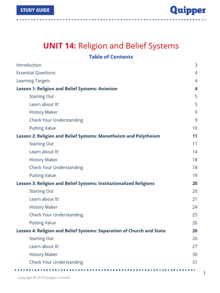 UCSP Unit 14 Religion and Belief Systems | PDF | Monotheism | Deities