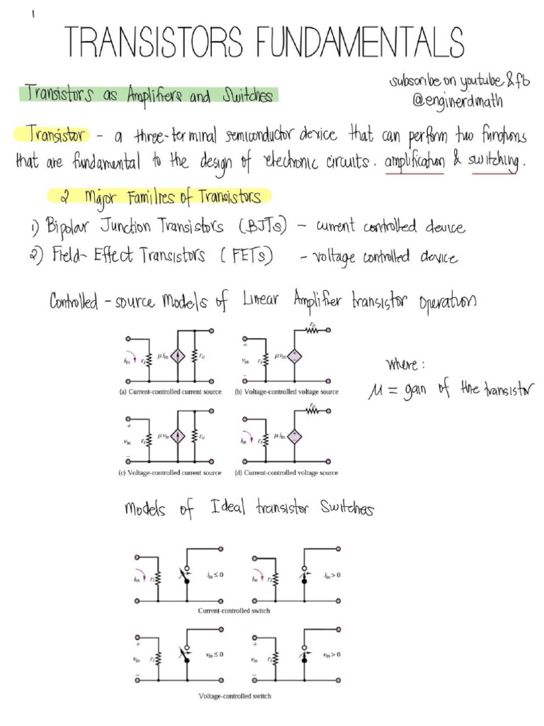 Transistors Fundamnetals Notes | PDF