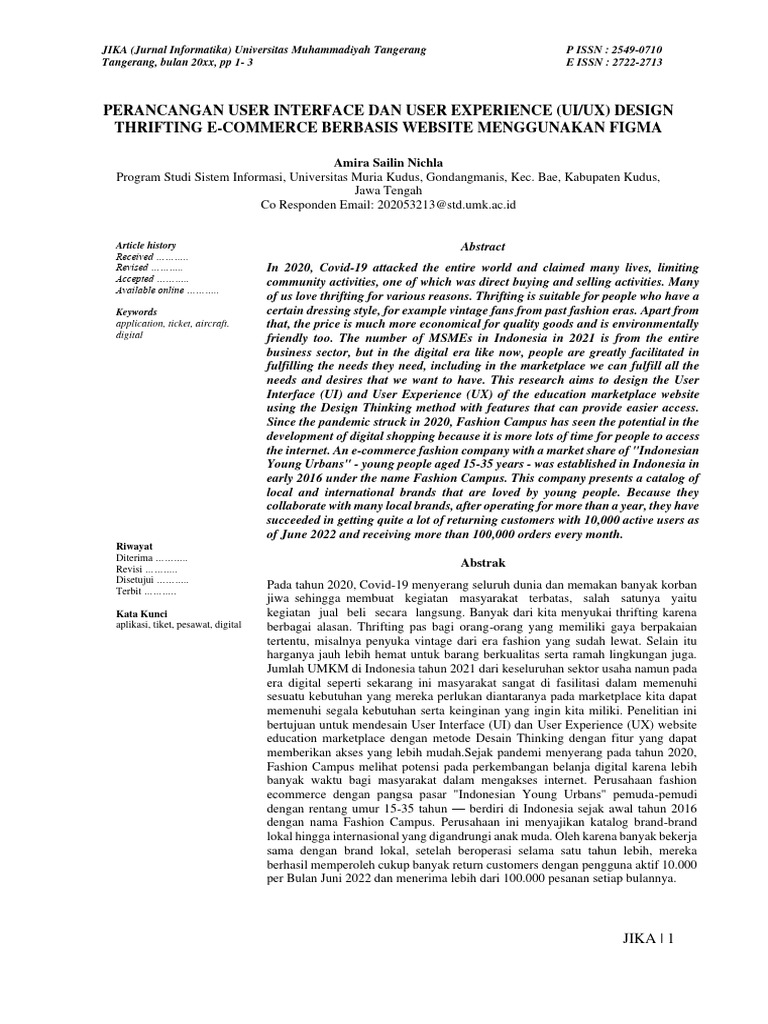 Perancangan User Interface Dan User Experience (Uiux) Design Thrifting E-Commerce Berbasis ...