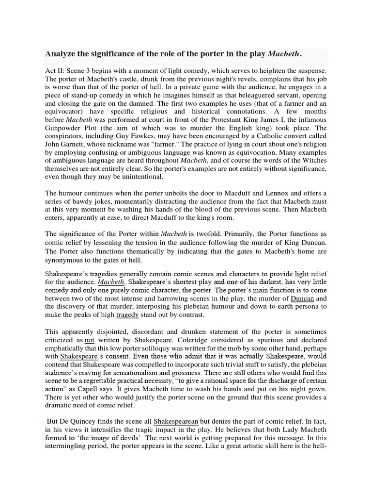 2nd Sem Eng. Hons.-Porter Scene | PDF | Macbeth | William Shakespeare