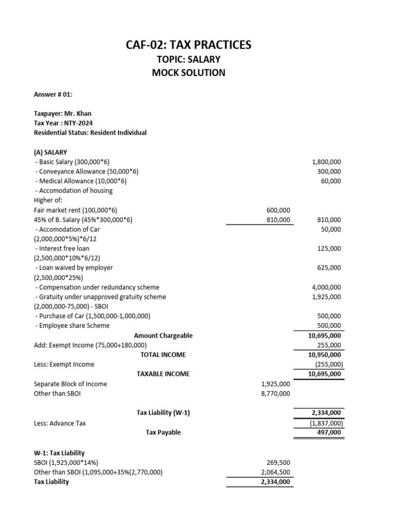 Salary Mock Solution - March-24 | PDF | Taxes | Salary