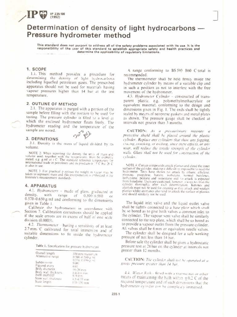 ASTM STD FOR SPECIFIC GRAVITY APPARATUS. | PDF