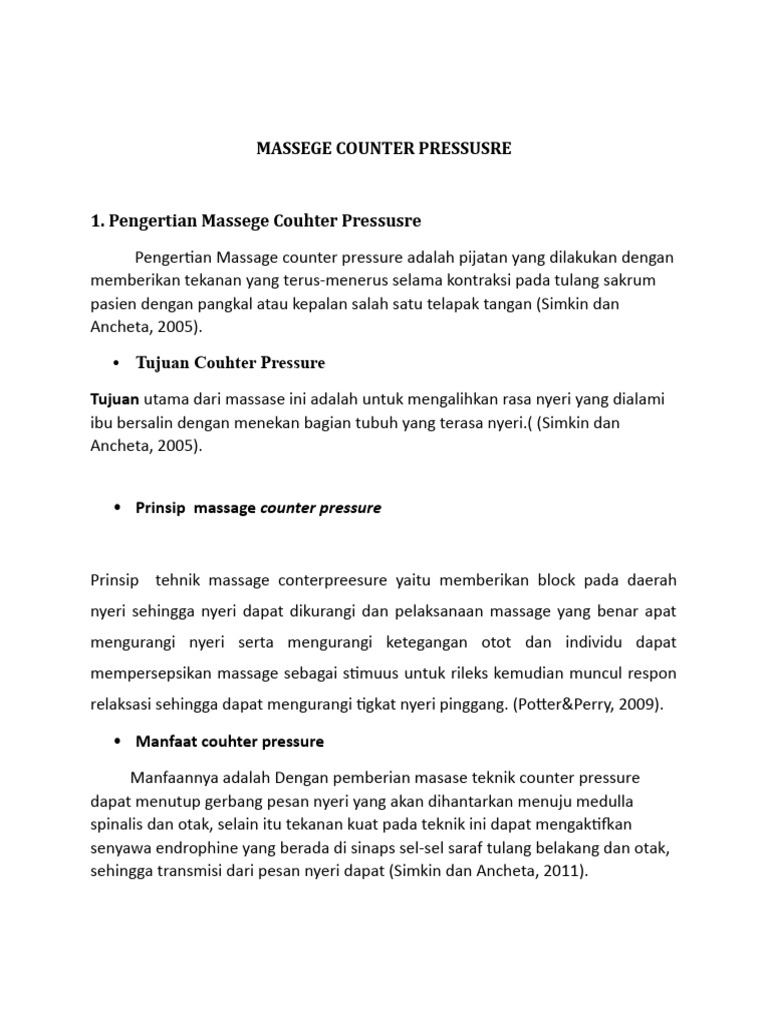 Teknik Pijat Counter Pressure | PDF
