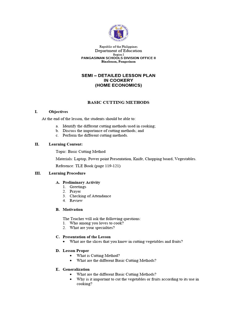 Basic Cutting Methods Semi Detailed PANG II | PDF | Rubric (Academic ...
