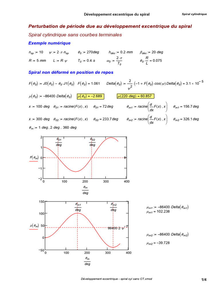 Excentricité du spiral cylindrique | PDF