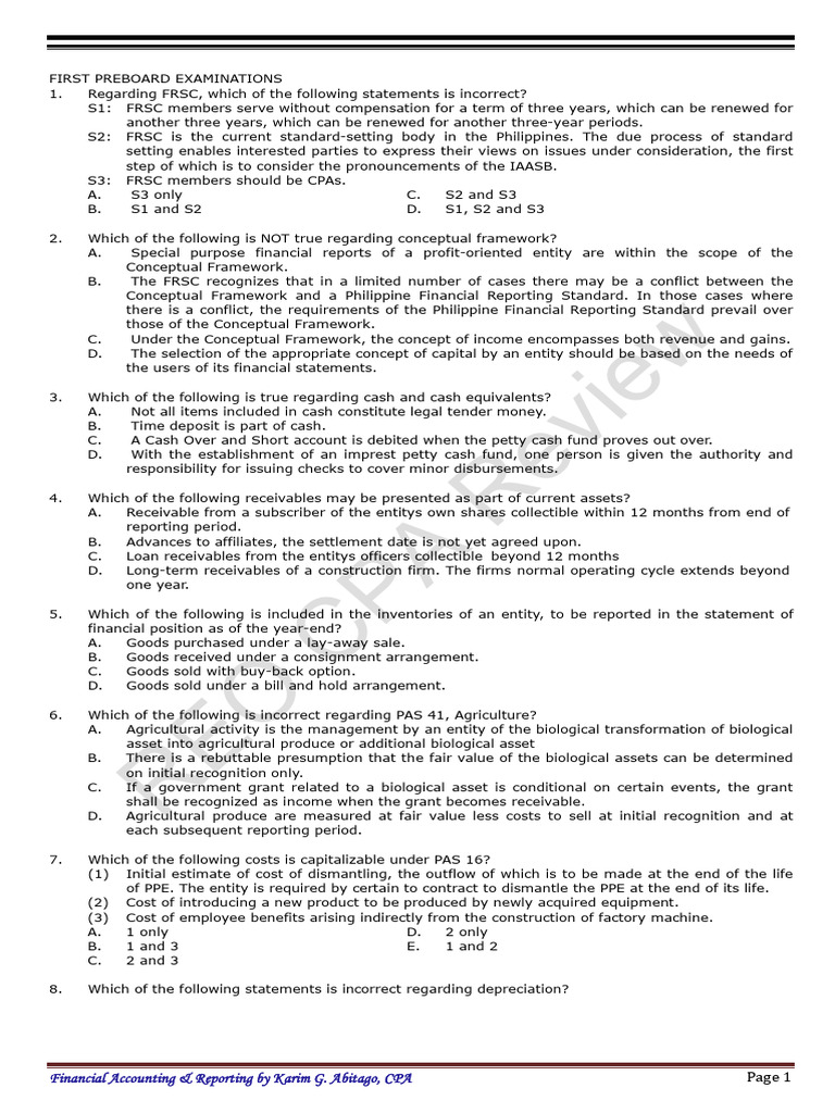 FAR - First Preboard Examinations | PDF | Equity (Finance) | Stocks