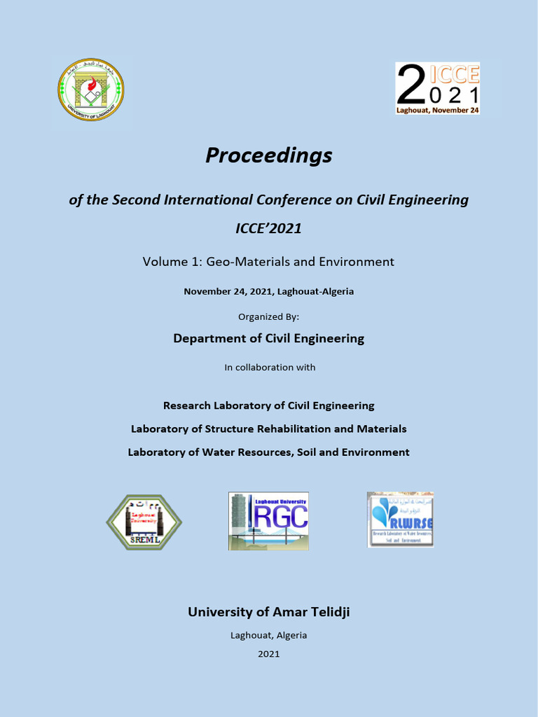 Proceeding ICCE2021-Volume1Geo-Materials and Environment | PDF | Engineering | Physical Sciences