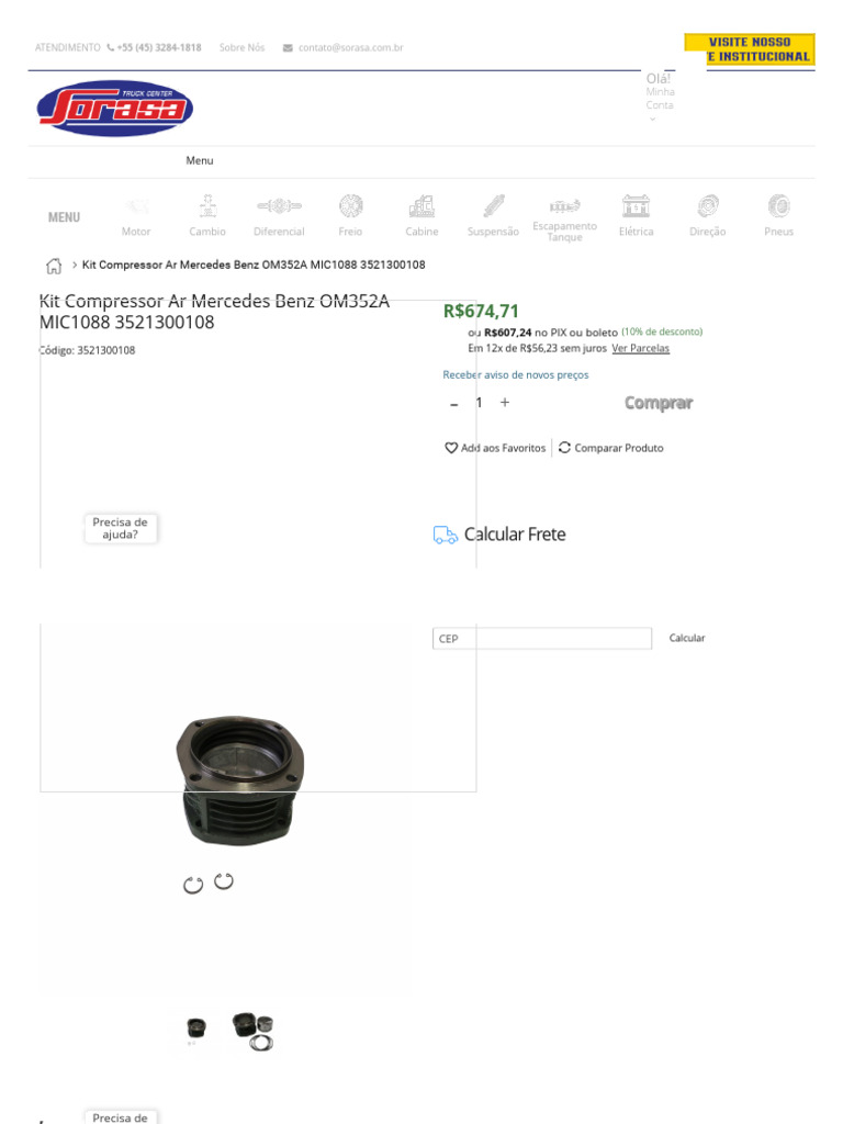 Kit Compressor Ar Mercedes Benz OM352A MIC1088 3521300108 | PDF