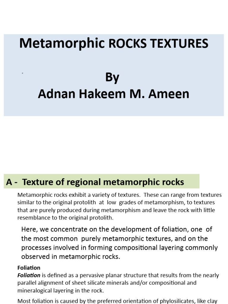 Metamorphic Rocks Textures 11111 | PDF | Petrology | Geology