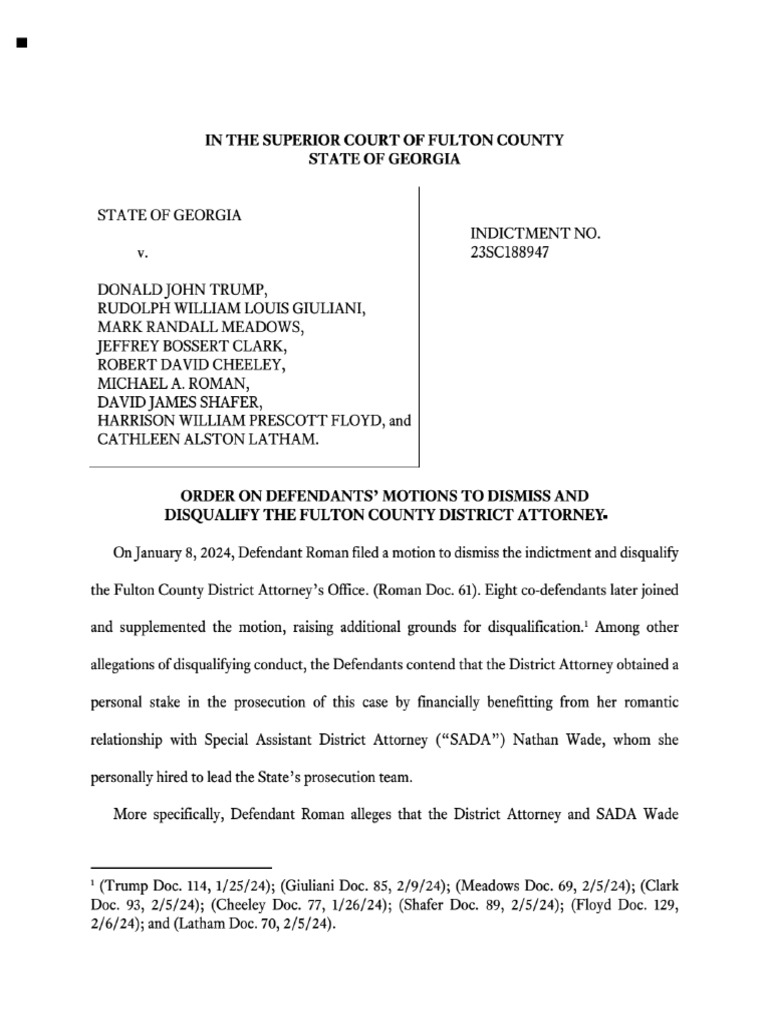 Order On Motion To Disqualify | PDF | Prosecutor | Precedent