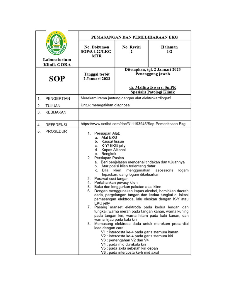 Sop Ekg | PDF
