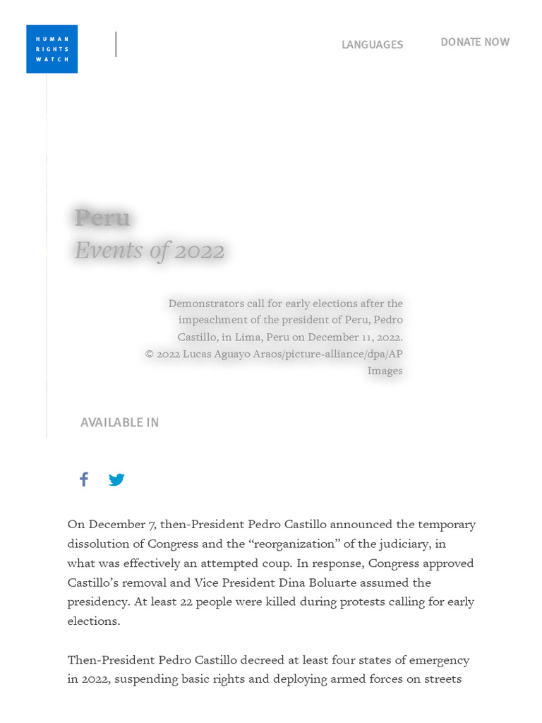 World Report 2023_ Peru _ Human Rights Watch | PDF | Peru | Defamation