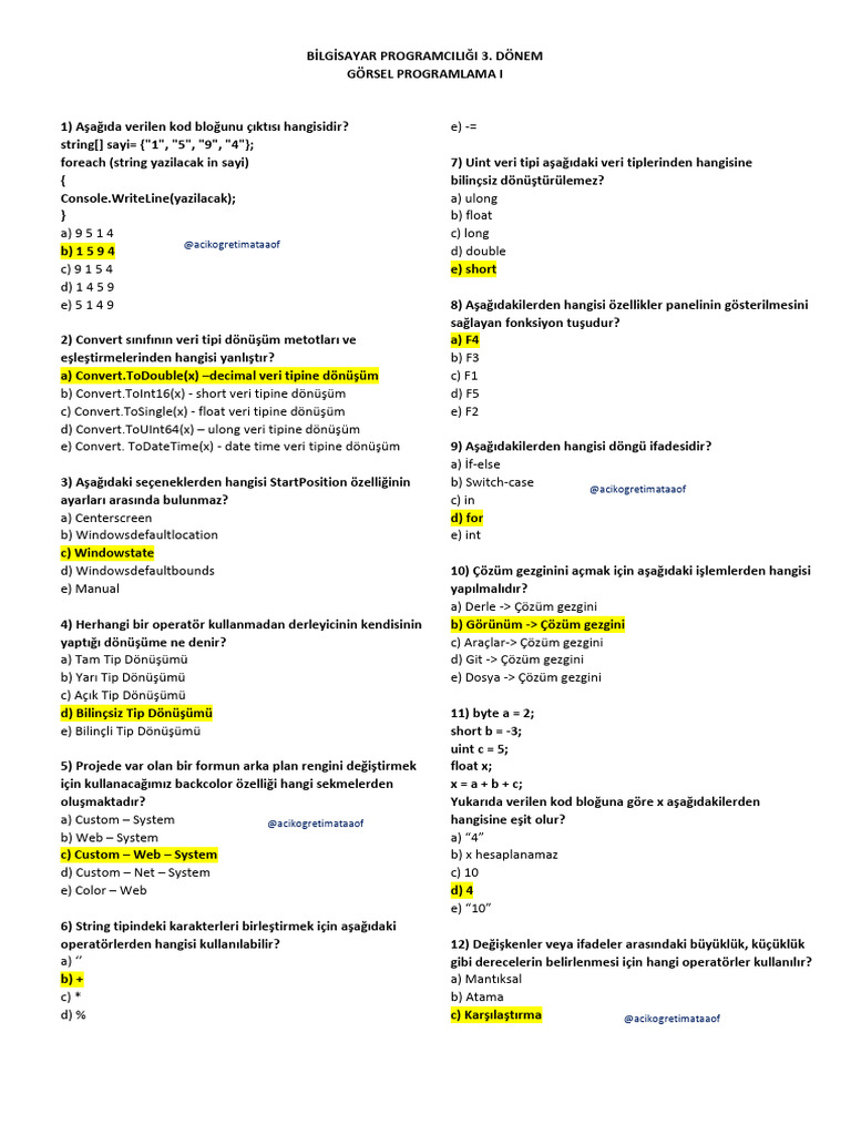 GÖRSEL PROGRAMLAMA I LMS | PDF