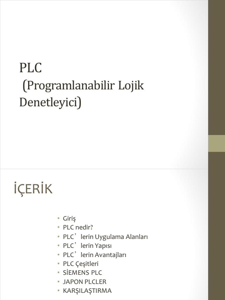 PLC (Programlanabilir Lojik. Denetleyici) | PDF