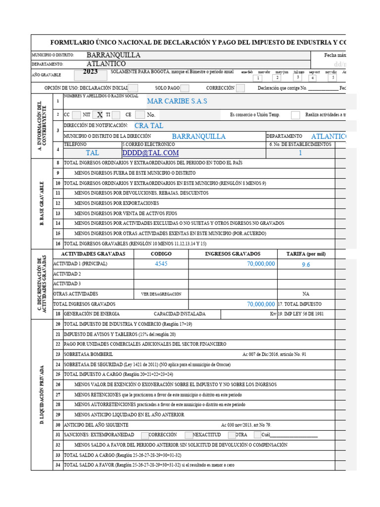 Ejercicio Ica | PDF | Impuestos | Finanzas del gobierno