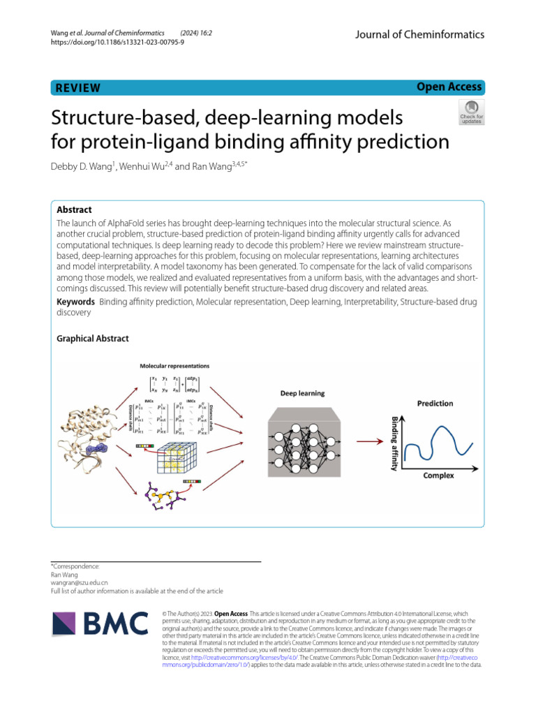 Structure-Based, Deep-Learning Models For Protein-Ligand Binding Affinity Prediction | PDF ...