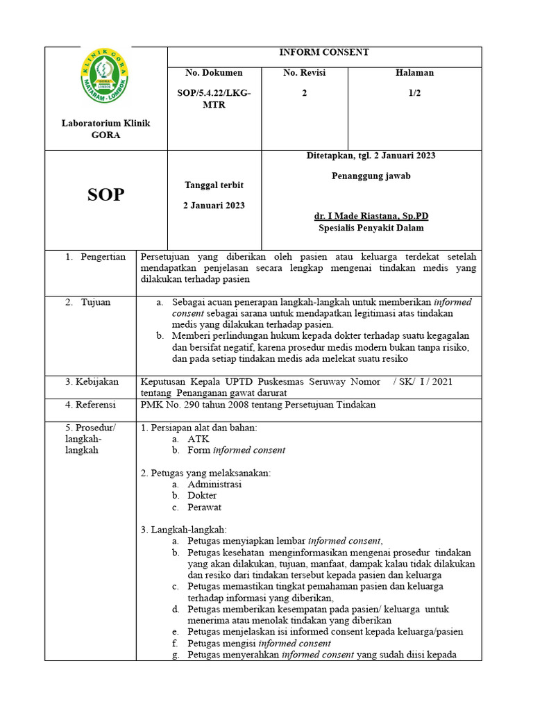 SOP Informed Consent | PDF