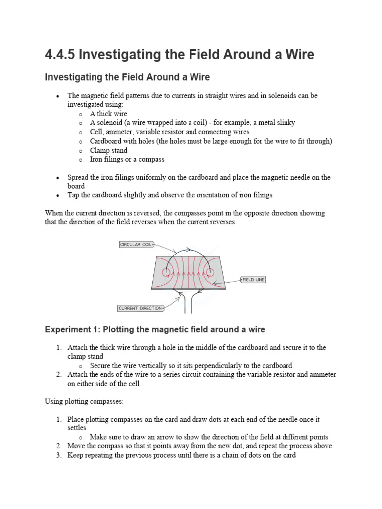 Magnetic Field Experiments with Wires | PDF | Compass | Wire