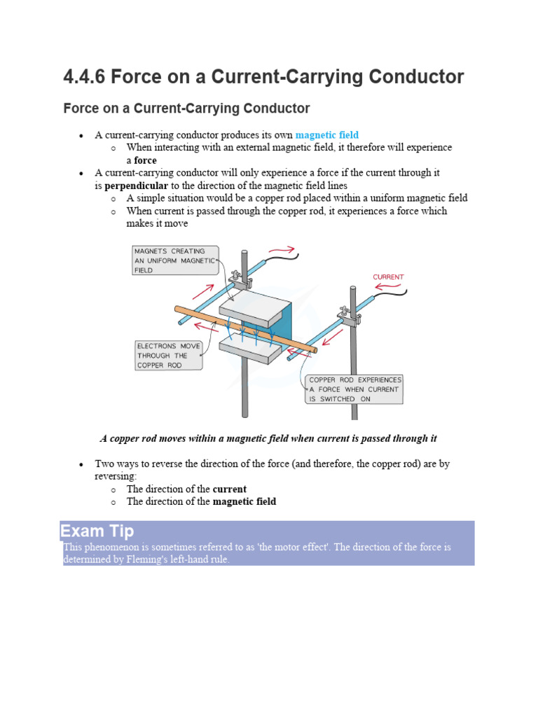 Force on Current-Carrying Conductors | PDF | Magnetic Field | Force