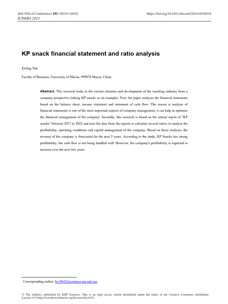 Financial Analysis Snack | PDF | Dividend | Investing