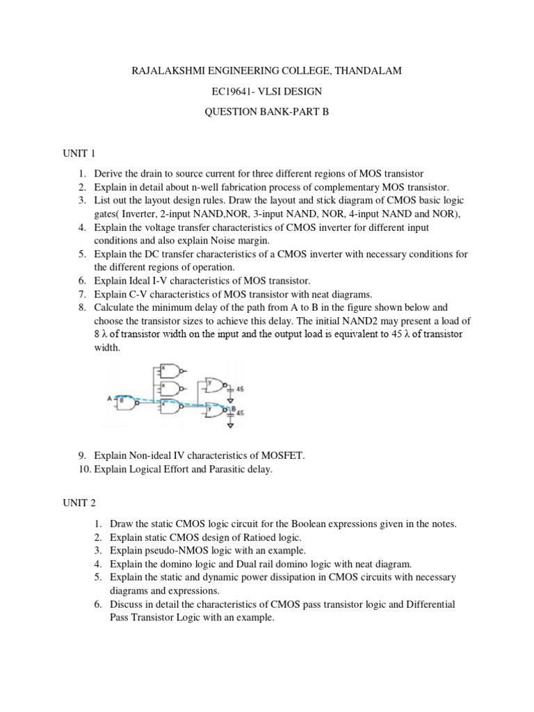 EC19641-VLSI Design Part B Question Bank | PDF | Cmos | Logic Gate