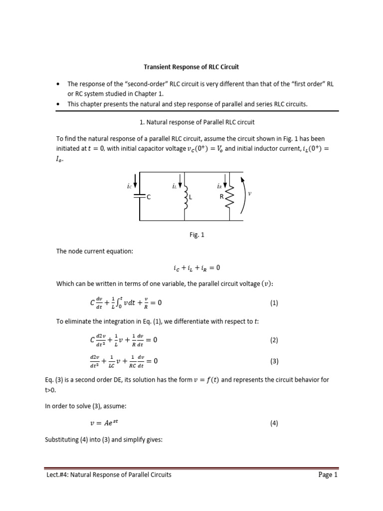 Transient Response Of Rlc Circuit Pdf Electrical Network Computer