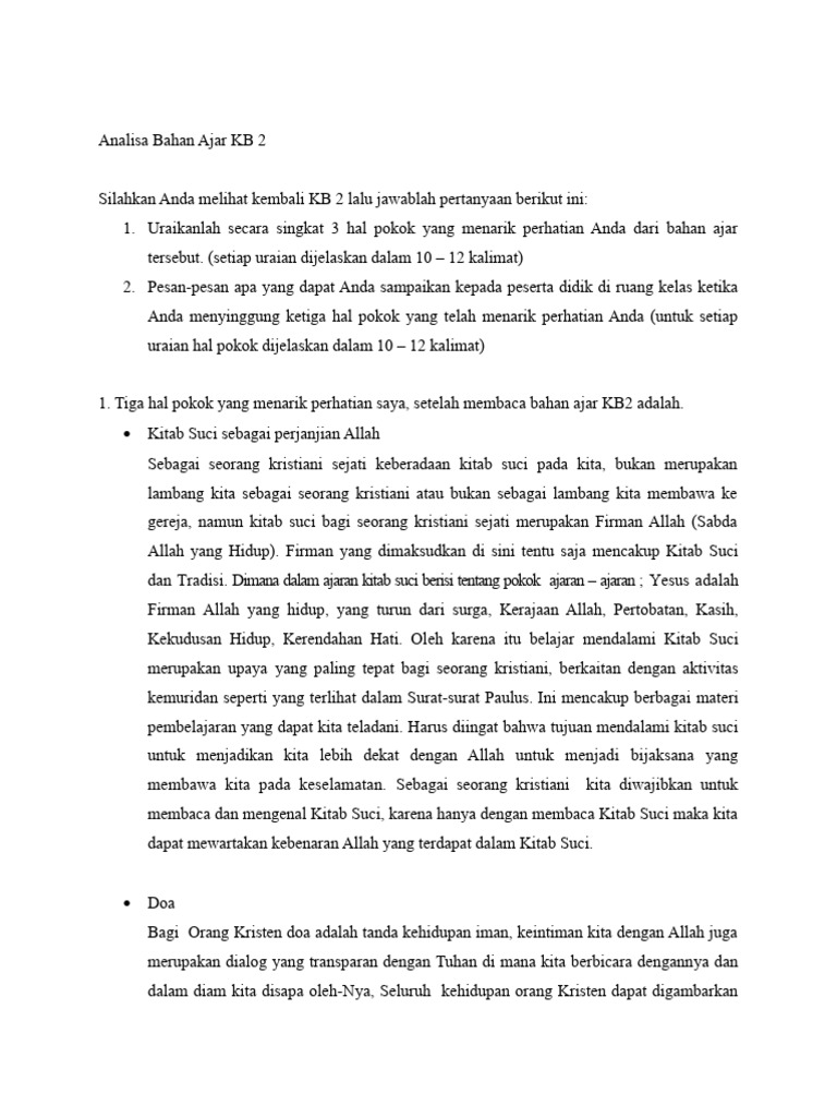 Analisa Bahan Ajar KB 2 | PDF