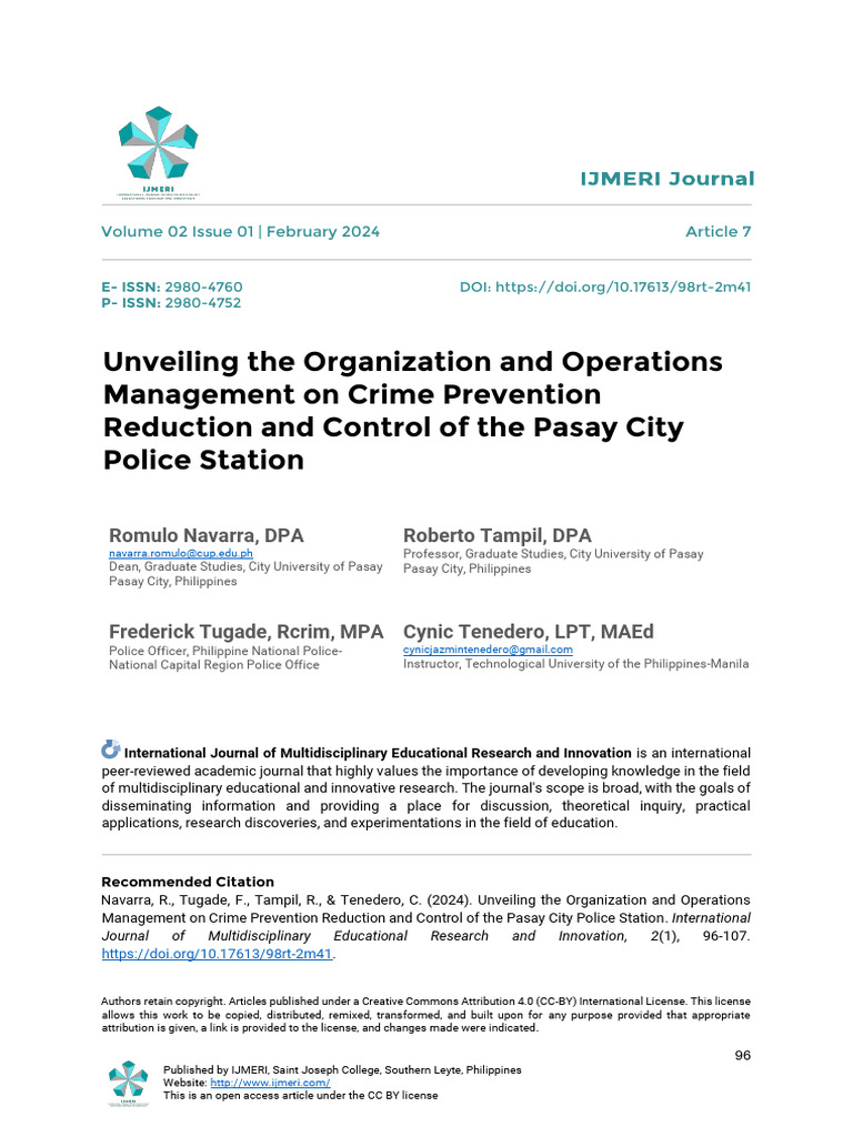 Unveiling The Organization and Operations Management On Crime ...