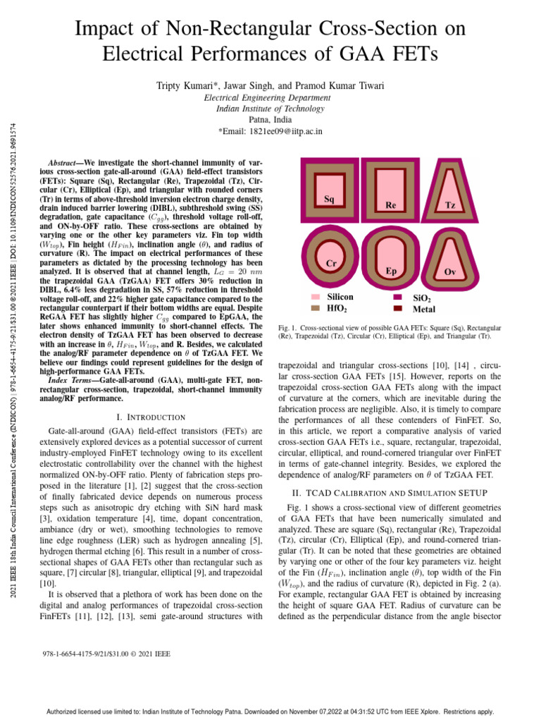 Impact of Non-Rectangular Cross-Section On Electrical Performances of ...