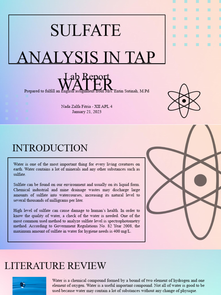 Sulfate Analysis Spectrophotometry Method - English Report Text | PDF ...