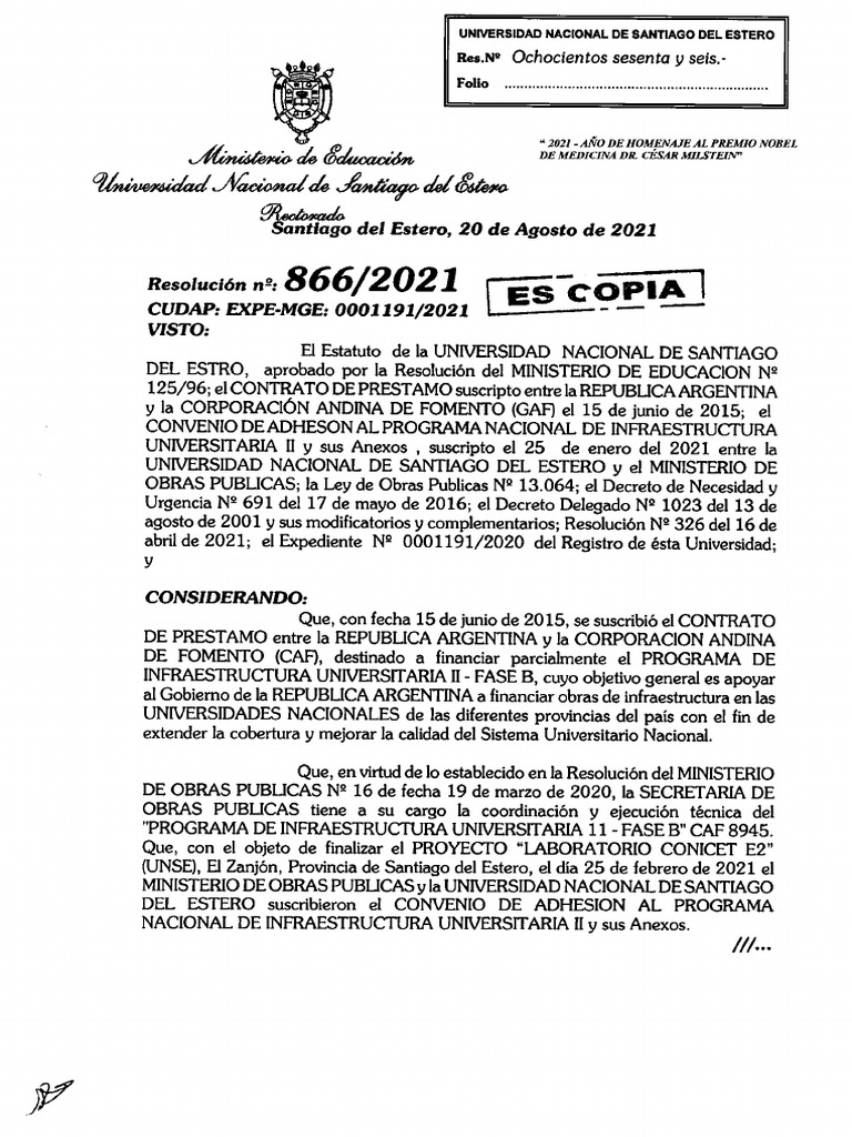 Resolucion Rectoral 866-2021 | PDF